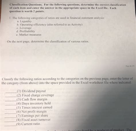 solved classification questions for the following