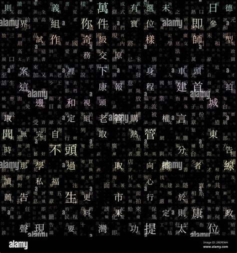 Digital Letters Cover Random Characters Of Chinese Traditional Alphabet Gradiented Matrix