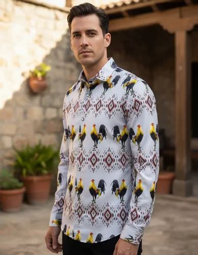 Camisa Vaquera Estampado De Gallos Hombre Moda Caballero Mercadolibre