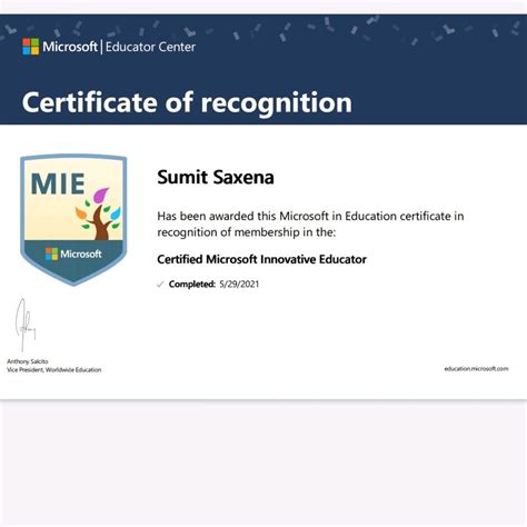 Sumit Saxena On Linkedin Certificate Of Recognition