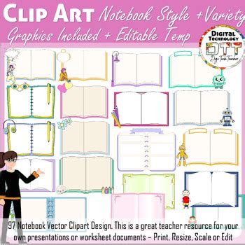 Notebook Vector Clipart Text Frame Notebook Clipart By DigiTechTeacher
