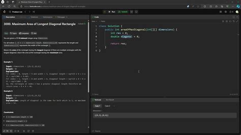 Leetcode 3000 Maximum Area Of Longest Diagonal Rectangle Java Youtube