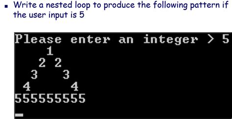 Solved Write A Nested Loop To Produce The Following Pattern