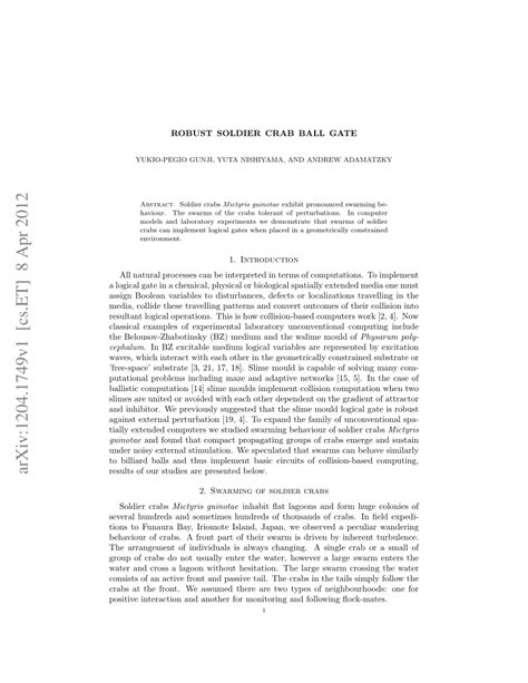 Pdf Robust Soldier Crab Ball Gate