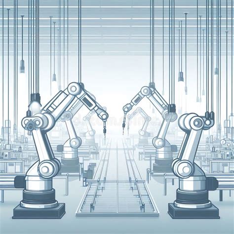 A Clean Vector Illustration Of Robotic Arms Working Stock Illustration Illustration Of Circle