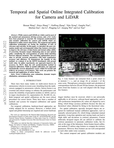 Temporal And Spatial Online Integrated Calibration For Camera And Lidar Deepai