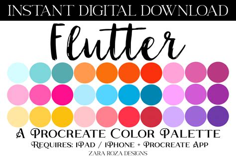 Flutter Procreate Color Palette Graphic By Zararozadesigns · Creative Fabrica