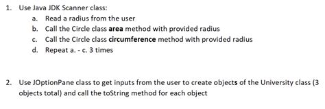Solved Use Java JDK Scanner Class A Read A Radius From Chegg
