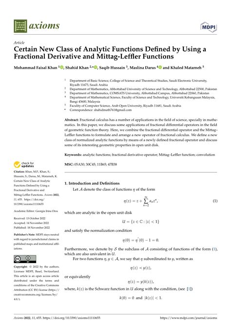 Pdf Certain New Class Of Analytic Functions Defined By Using A