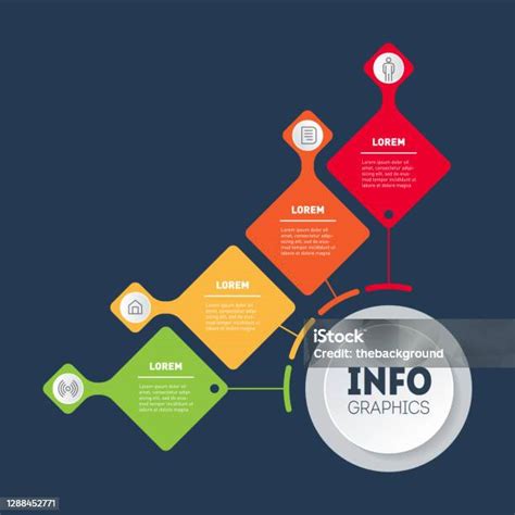 4 가지 옵션이있는 비즈니스 프리젠 테이션 개념 네 개의 프로세스와 정보 그래픽 또는 다이어그램의 템플릿 4 단계로 기술 이나