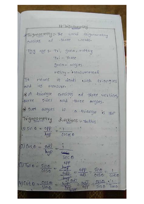 SOLUTION Trignometry Complete Notes Full Chapter Covered And Important Questions Studypool