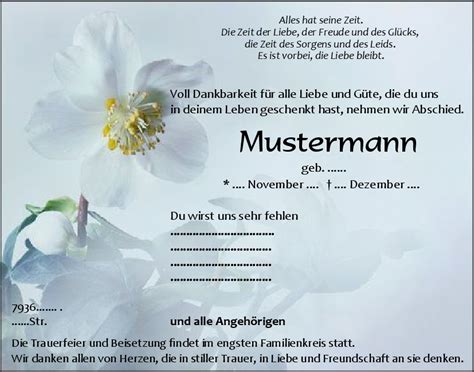 Todesanzeigen Traueranzeigen Vorlage Traueranzeige Mitarbeiter