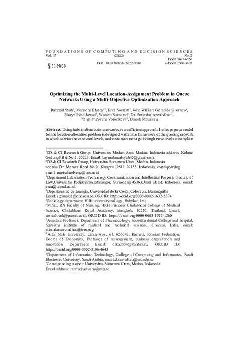 Pdf Optimizing The Multi Level Location Assignment Problem In Queue Networks Using A Multi
