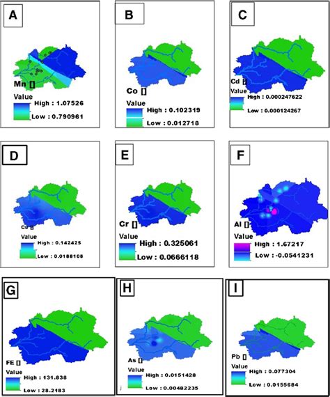 Figure4 A I Heavy Metals Interpolation Map Over The Watershed Of The Area Download Scientific