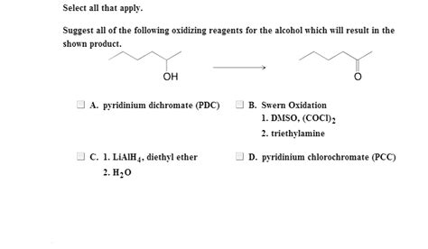Solved Select All That Apply Suggest All Of The Following