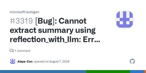 Bug Cannot Extract Summary Using Reflectionwithllm Error Code