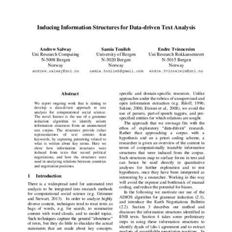 Inducing Information Structures For Data Driven Text Analysis Acl