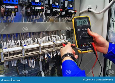 Electrical Engineer Working In Control Room Electrical Engineer Man Checking Power Distribution