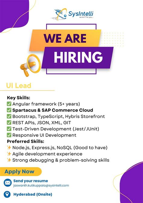 Hiring Uilead Angular Sapcommercecloud Uidevelopment Sysintelli