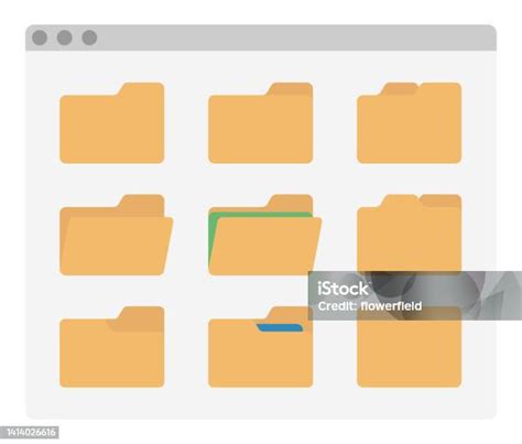 폴더 모양 아이콘이 있는 데스크톱 인터페이스 창 격리된 간단한 Ui 벡터 플랫 일러스트 레이 션 그래픽 사용자 인터페이스에 대한 스톡 벡터 아트 및 기타 이미지 Istock