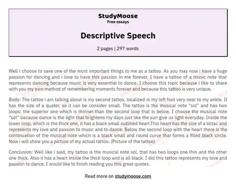 Descriptive Speech Free Essay Example