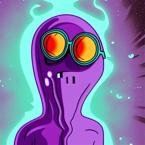 Blob Extraterrestre Violet Gluant Suintant Dans Des Lunettes Rétro Chez