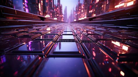 Futuristic Background Metallic Surface With Neon Accents And Futuristic Patterns Created With