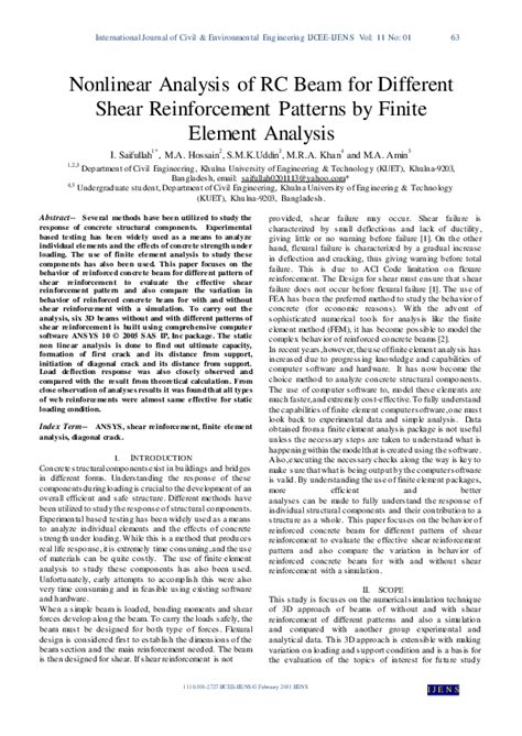 pdf nonlinear analysis of rc beam for different shear reinforcement