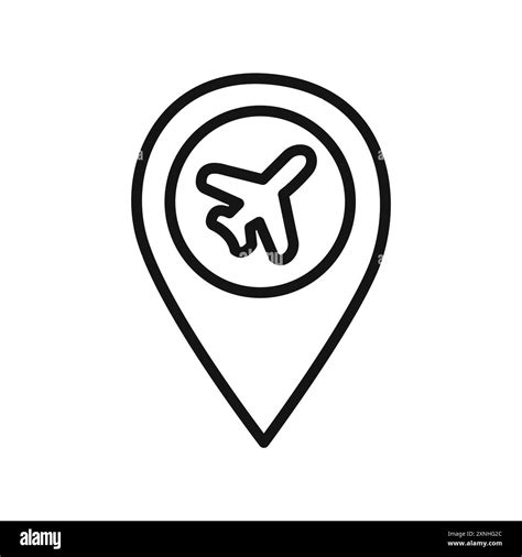airport location icon linear vector graphics sign or symbol set for web app ui stock vector