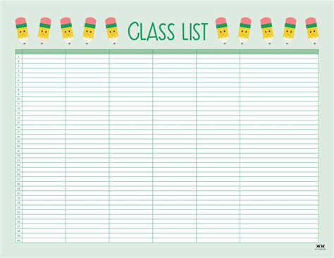 Class List Templates 12 Free Printables Printabulls