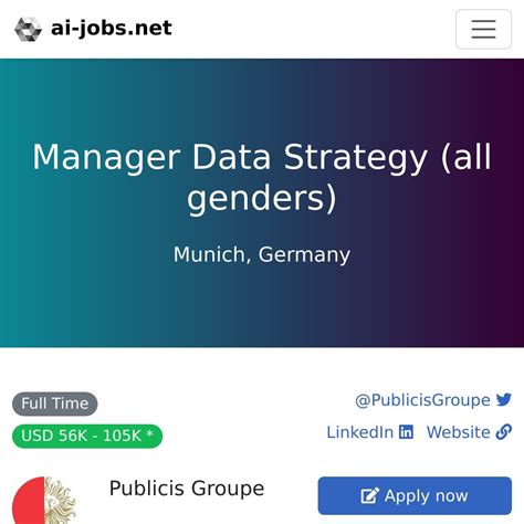 Hiring Manager Data Strategy All Genders In Munich Germany Raimljobs