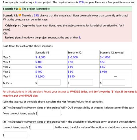 Solved Scenario 1 1 The Project Is Profitable Scenario