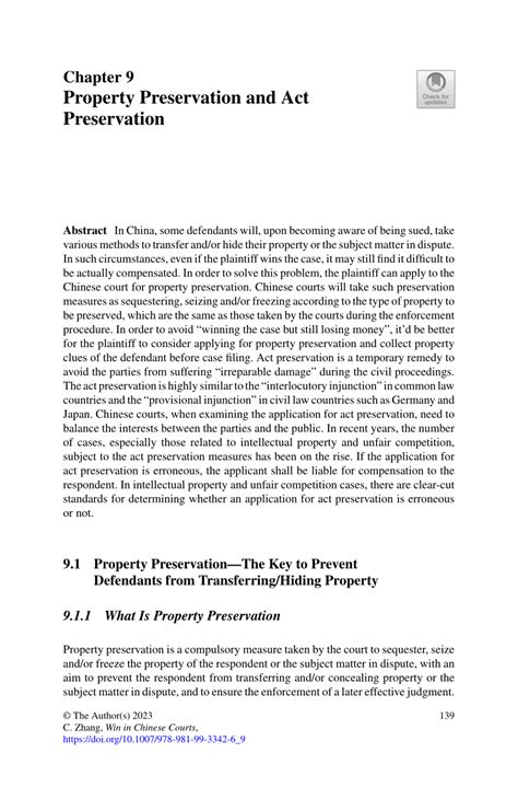 Pdf Property Preservation And Act Preservation