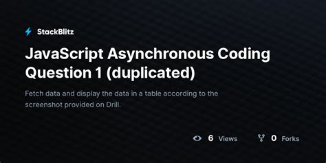 Javascript Asynchronous Coding Question 1 Duplicated Stackblitz