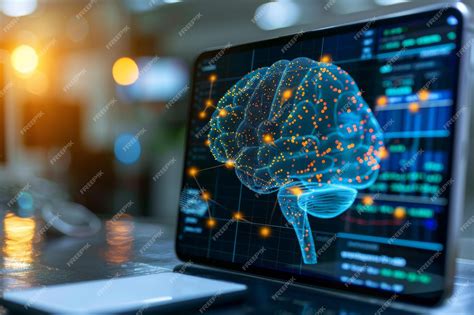Brain Data Analysis On Laptop Screen Big Data Neuroscience Brain Health Artificial Intelligence