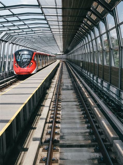 High Speed Train In A Railway Inside A Noise Barrier Stock Image