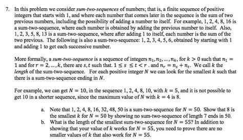 Solved 7 In This Problem We Consider Sum Two Sequences Of