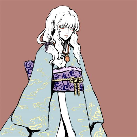 Safebooru 1boy Androgynous Behelit Berserk Blue Kimono Facing Viewer
