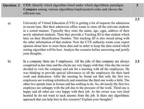 solved co3 identify which algorithm is listed under which algorithmic