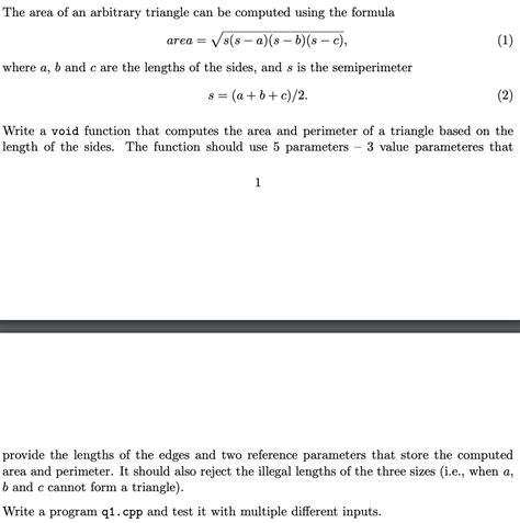 solved the area of an arbitrary triangle can be computed