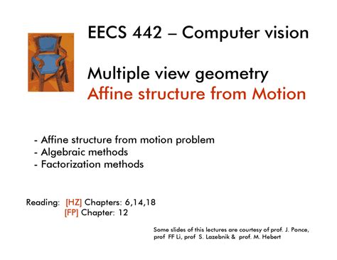 Affine Structure From Motion Lecture Slides Eecs 442 Docsity