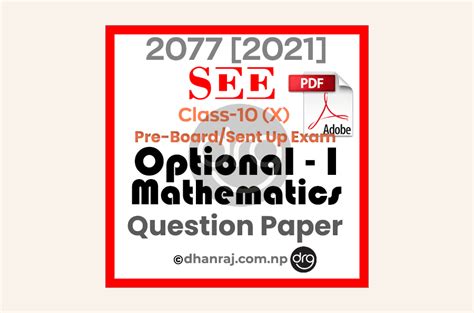 optional i mathematics class 10 see pre board exam question paper