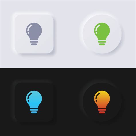Light Bulb Icon Set Multicolor Neumorphism Button Soft Ui Design For Light Bulb Icon Set Multicolor Neumorphism Button Soft Ui Design For