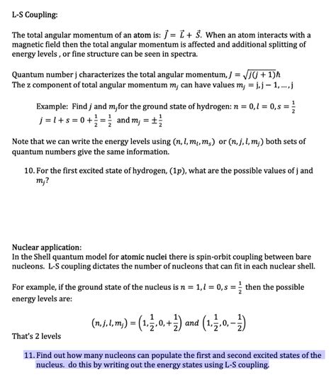 Solved L S Coupling The Total Angular Momentum Of An Atom