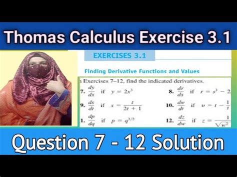 Thomas Calculus Exercise Question Solution Finding Derivatives Functions Values