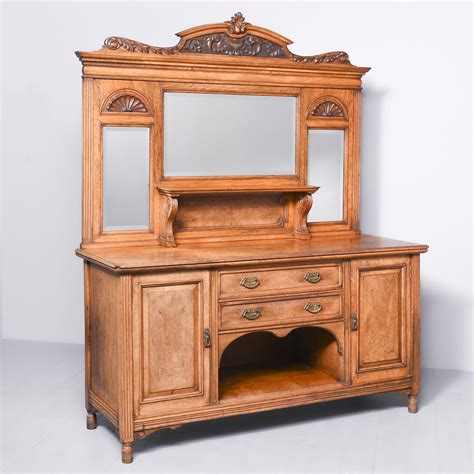 Antique Magnificent Victorian Pollard Oak Mirror Backed Sideboard