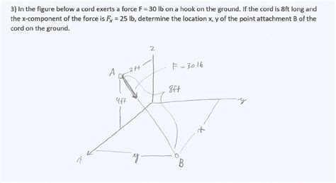 Solved 3 In The Figure Below A Cord Exerts A Force F 30