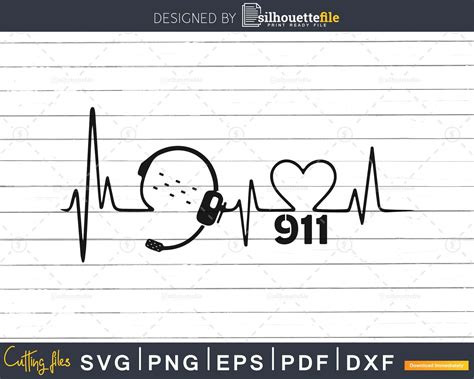 911 Dispatcher Heartbeat Headset Svg Cut Files For Silhouette Silhouettefile