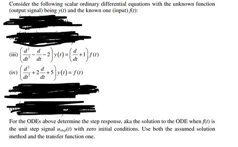 Solved Consider The Following Scalar Ordinary Differential
