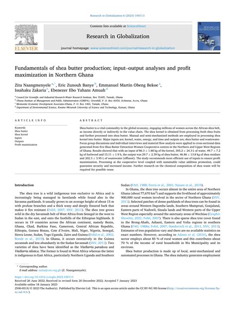 pdf fundamentals of shea butter production input output analyses and